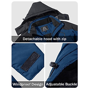 MAGCOMSEN Winter Jacket for Men Cold Weather Insulated Jacket Ski Jacket Snowboard Coat Rain Jacket Windproof Windbreaker Jacket Raincoats for Men