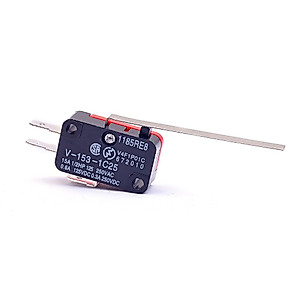 Cylewet 6Pcs V-153-1C25 Micro Limit Switch Long Straight Hinge Lever Arm SPDT Snap Action LOT for Arduino (Pack of 6) CYT1068