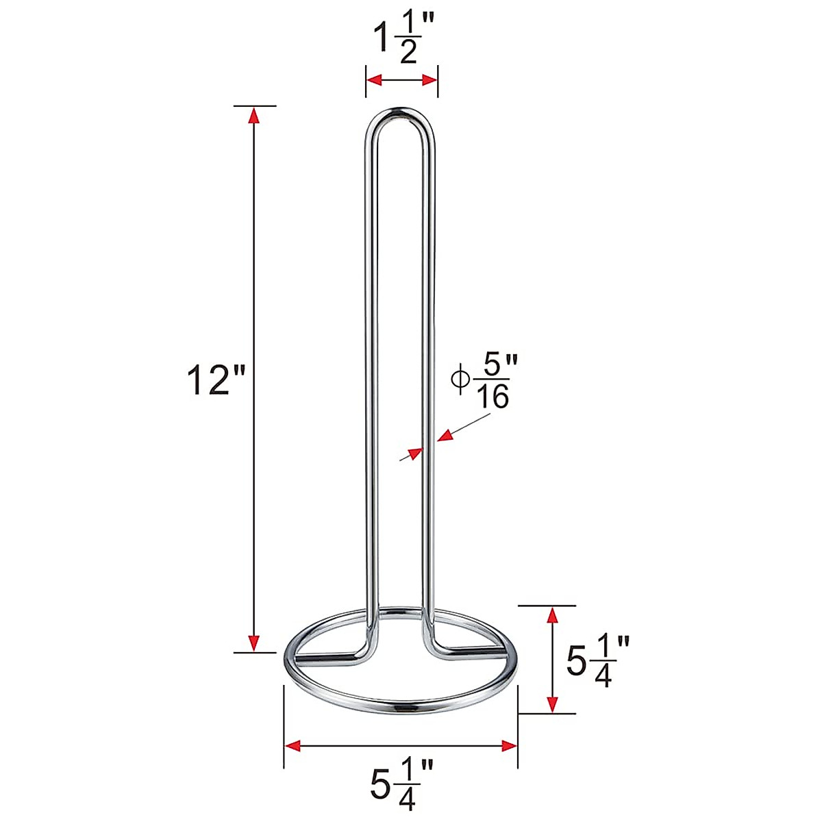 Vinobbi Paper Towel Rack Holder Simply Stand Use on Countertop, Kitchen and Bathroom, Chrome