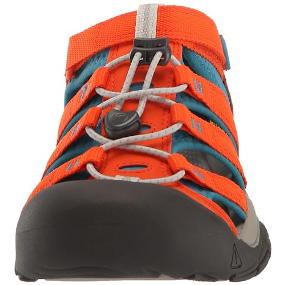 KEEN Newport H2 Closed Toe Water Sandals, Safety Orange/Fjord Blue, 8 US Unisex little kid