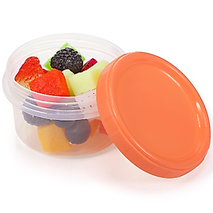 Ziliny Reusable 7 oz Plastic Containers with Lids Food Storage Jars Multicolor Stackable Containers Meal Prep Food Storage Jars, Freezer Microwave Safe(48 Pcs)