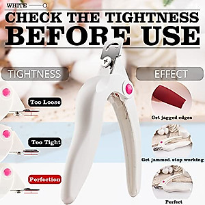 White Acrylic Nail Clipper, Dial Clippers with Sizer, Adjustable Nail Tip Cutter with Length Measurement, Stainless Steel Acrylic Nail Tips Trimmer for Fake False Nail Art Manicure Home DIY by GA&EN