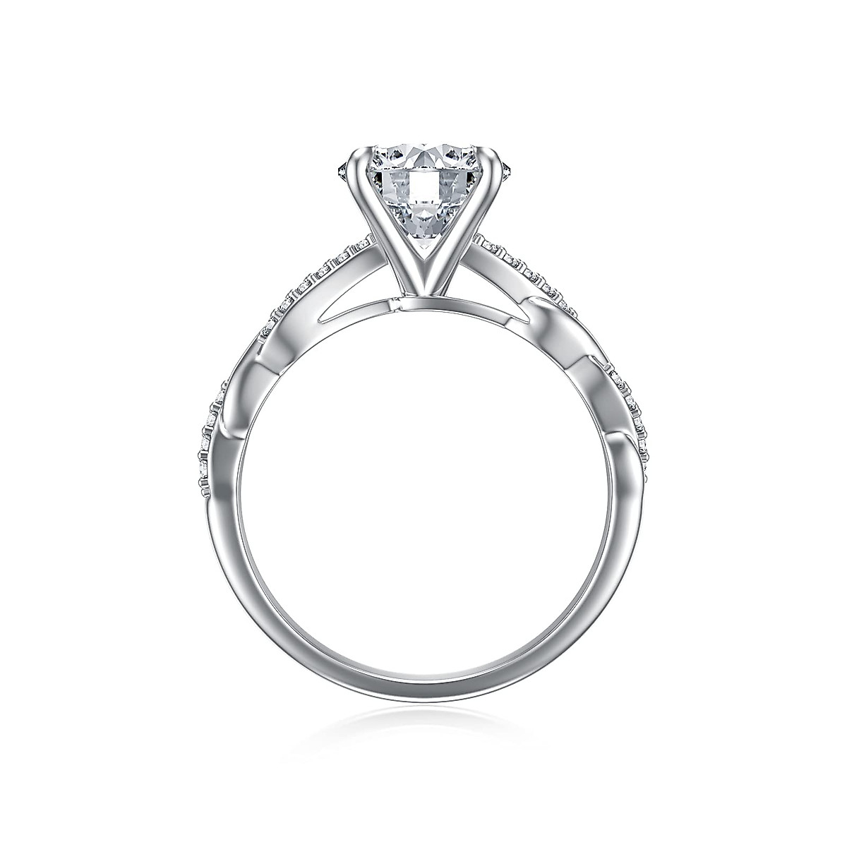 FENCCI 10K 14K 18K Gold Personalized Moissanite Twisted Engagement Wedding Ring for Women Simulated Diamond Promise Bridal Ring (White Gold)