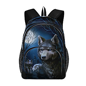 ALAZA Dark Night Wolf and Full Moon School Bag Casual Daypack Book Bags for Primary Junior High School