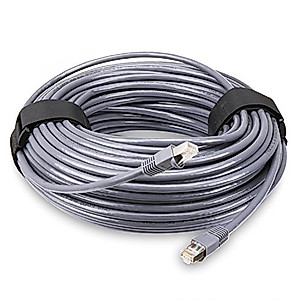 Outdoor Ethernet 250ft Solid Shielded Cat6 Cable, Waterproof Buried-able UV Resistant-50u Gold Plated RJ45 Plug Connector-75m …