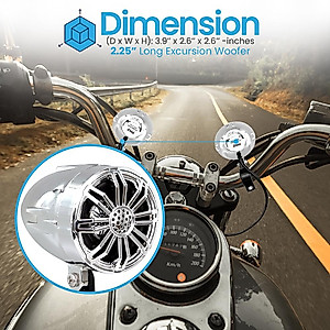 PyleUsa 2.25” Waterproof Off-Road Speakers - 20W Marine Grade Passive Woofer Sound System Full Range Outdoor Audio Stereo Speaker for Motorcycle, Car, ATV, 4x4, Jeep, Boat, Includes Brackets (Chrome)