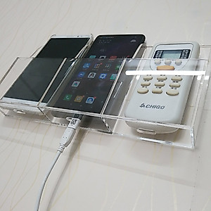 Zmmyr Acrylic Wall Mount Desk Organizer Storage Box for Cell Phones Holder in Home Office (3 Grid)