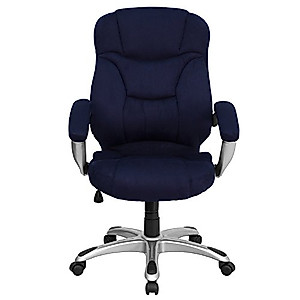 Flash Furniture Jessie High Back Navy Blue Microfiber Contemporary Executive Swivel Ergonomic Office Chair with Arms