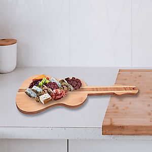 Vastigo Guitar Shaped Bamboo 7” x 17” Serving and Cutting Board – Music Inspired Kitchenware: Perfect for Serving Appetizers, Cheeses, Charcuterie and More
