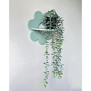 cozifycasa Flower Floating Shelves for Wall Shelf Wood Small Cute Shelf for Kids Girls Room Bathroom Bedroom Game Room (sage Green)