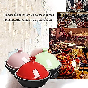30cm Moroccan Tagine, with Lid, Non-Stick Enameled Cast Iron Soup Pot, for Different Cooking Styles - Cooking Healthy Food,Red