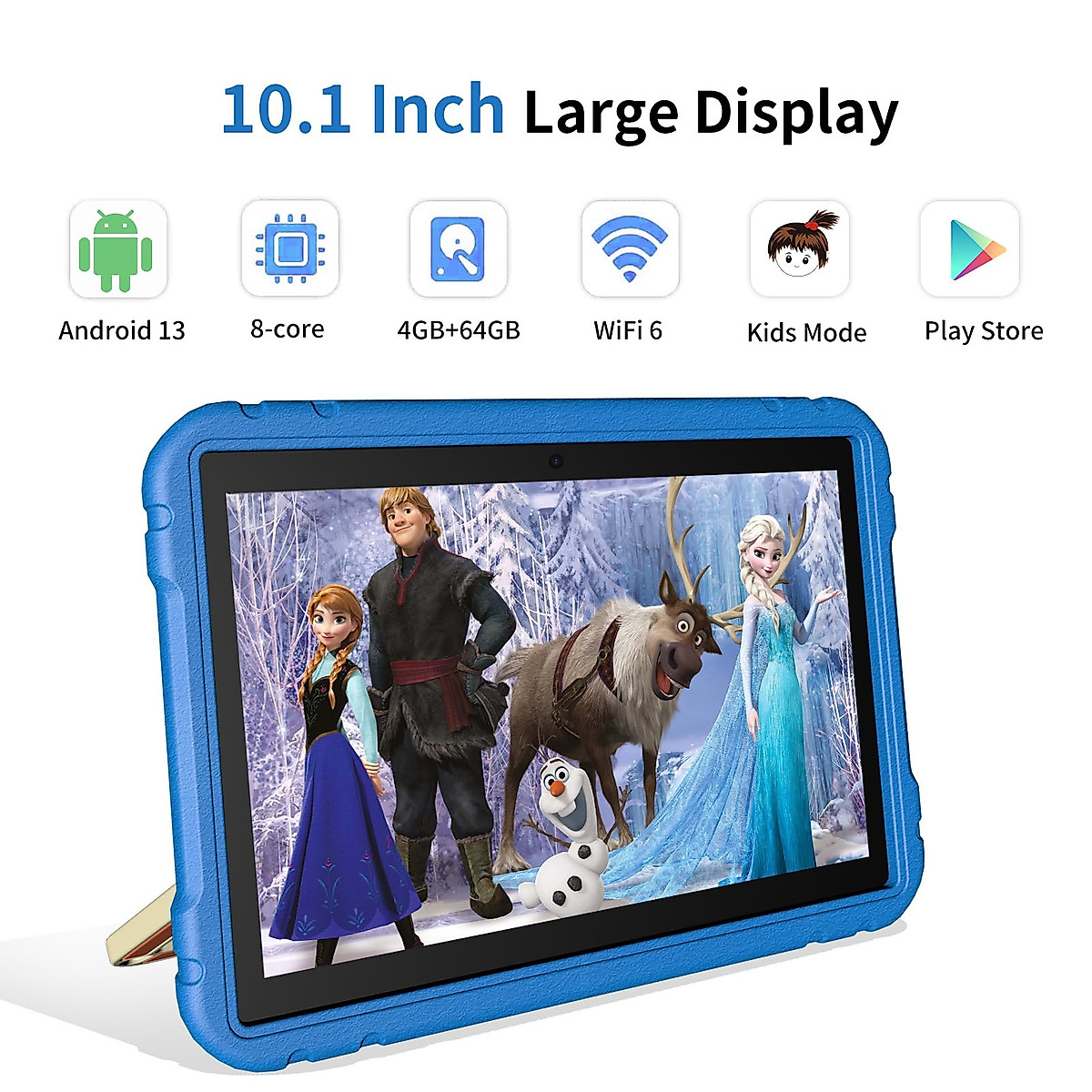 VNEIMQN Tablet for Kids, 10 Inch Kids Tablet, Android 13, 4GB+64GB, 8-core CPU,WiFi, 8000mAh,1280 * 800 HD Display, Cameras, Parental Control, Ages 3-12