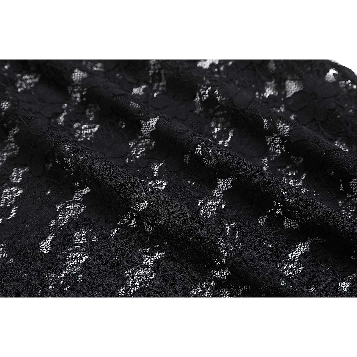 Women's Plus Size Lingerie Lace Babydoll Black Chemise Set Sleepwear (R007,Black,XL)