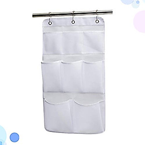 TOPBATHY Large Mesh Shower Caddy Quick Dry Hanging Bath Organizer with 4 Pockets,Hang on Shower Curtain Rod/Liner Hooks/Door for Bathroom Accessories,Space Saving