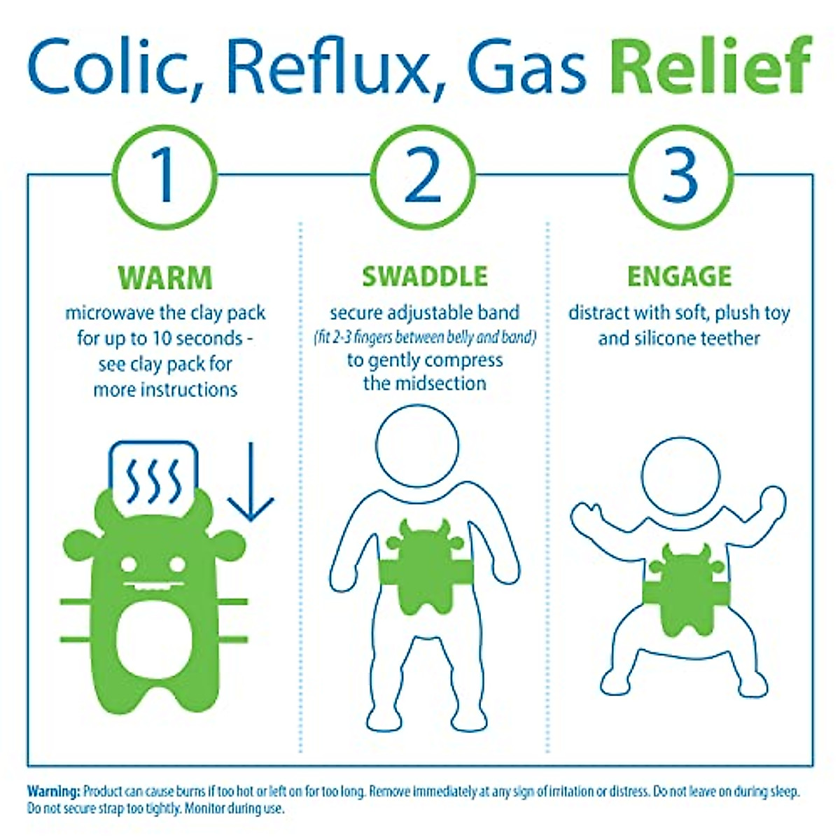 Dr. Brown’s Gripebelt for Colic Relief, Heated Tummy Wrap, Baby Swaddling Belt for Gas Relief, Natural Relief for Upset Stomach in Babies and Toddlers, Pink Monster, 3m+