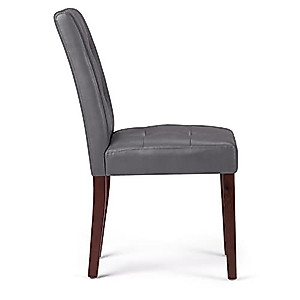 SIMPLIHOME Andover 19 Inch Contemporary Parson Dining Chair (Set of 2) in Stone Grey Vegan Faux Leather, For the Dining Room