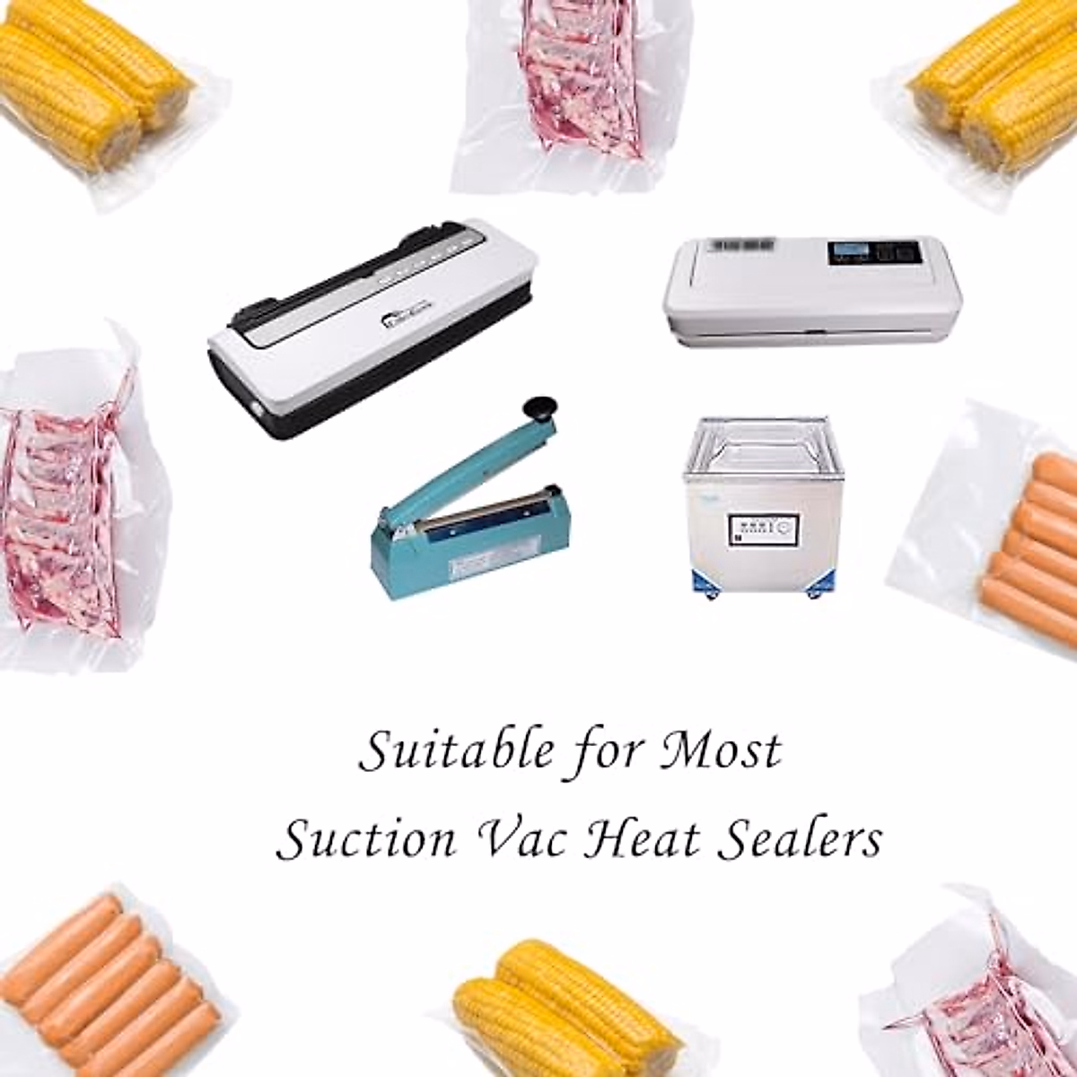 2 Pack 11" × 50' Vacuum Sealer Bag Rolls, Airproof Seal Bags for Food Storage, Meal Prep and Sous Vide, BPA-Free Thickened Sealer Bag Rolls