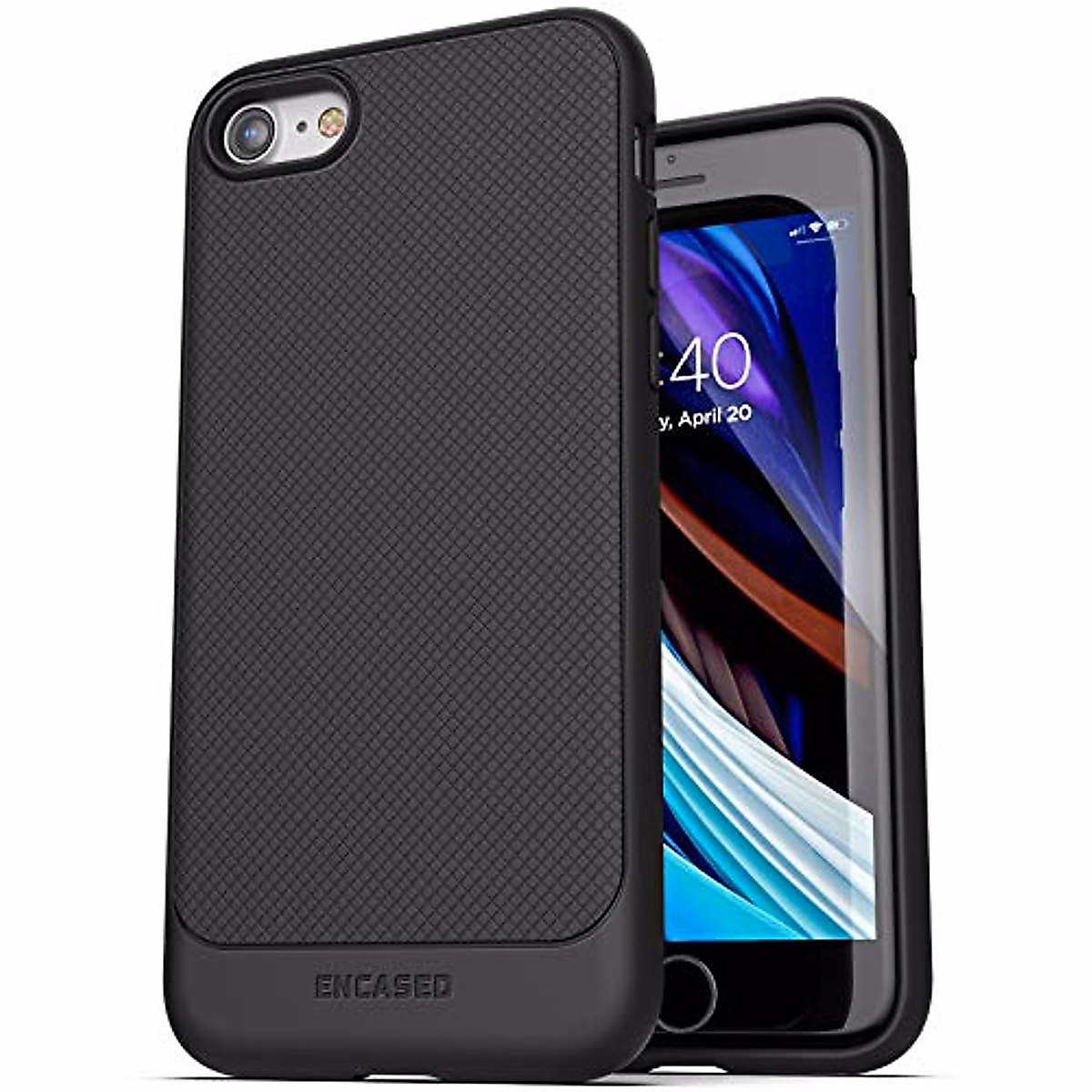 Encased iPhone SE Belt Clip Case (2020/2022) Thin Armor Grip Cover with Holster (Matte Black)