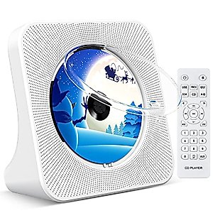CD Player Desktop CD Player with Speakers CD Players for Home Bluetooth 5.0 with Remote Control KOVCDVI with Dust Cover Display FM Radio Timer USB AUX Headphone Port