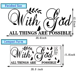 with God All Things are Possible Wall Stickers Inspirational Wall Decal Vinyl Wall Decals Motivational Office Decor Quote Wall Art Vinyl Wall Decal Living Bed Room School Words Saying
