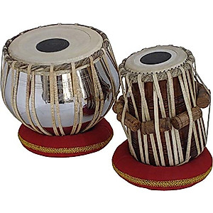 SHREYAS Student Tabla Drum Set, Basic Tabla Set, Steel Bayan, Dayan & Book, Hammer, Cushions & Cover - Perfect Tablas for Students and Beginners on Budget (PDI-IB) Tabla Drums, Indian Hand Drums