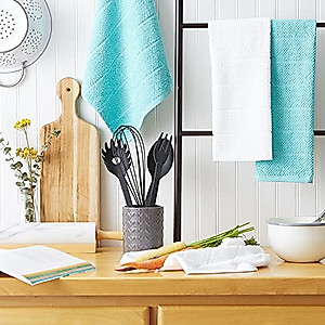 DII Basic Chef Collection, Assorted Terry Kitchen Towel Set, Dishtowel Set, Aqua, 4 Piece