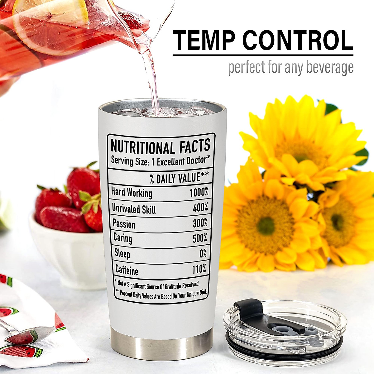 HOMISBES Doctor Nutrition Facts Phd Graduation Gifts - Dr Gifts For Women, New Doctor Gifts - Doctor Travel Tumbler 20 Oz