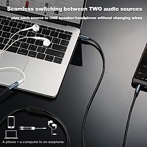 MillSO Audio Splitter, Female to 2 Male 3.5mm TRS Audio Splitter, 8 Feet SapphireBlue&Gold-Plated Stereo Jack Headphones Adapter Cable for Smartphone, Computer, Mp3, Earphone, Speakers