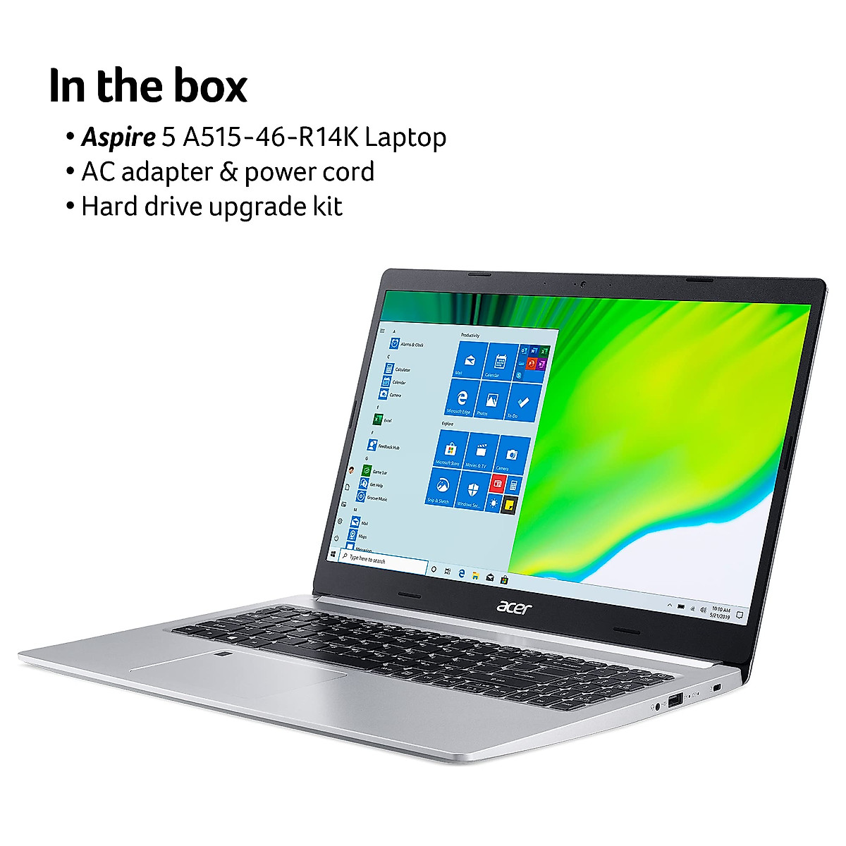 Acer Aspire 5 A515-46-R14K Slim Laptop | 15.6" Full HD IPS | AMD Ryzen 3 3350U Quad-Core Mobile Processor | 4GB DDR4 | 128GB NVMe SSD | WiFi 6 | Backlit KB | Amazon Alexa | Windows 10 Home (S mode)