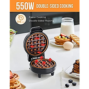 Mini Waffle Maker, Small Waffles Iron Keto Chaffles Single Compact Design Nonstick, Breakfast, Snacks, Hash Browns, 4 Inch Gray 550W BLAZANT