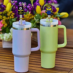 [5 Pcs] Brighten Your Stanley Cup & Stitch Water Bottle w/Cute Cartoon Straw Covers - Cute Valentine Gift, Straw Caps & Straw Topper Perfect for Coffee, Tumblers, Starbuck Cups & Reusable Straws!