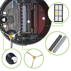 Replacement Parts Accessories Kit for iRobot Roomba 800 900 Series 850 805 860 861 866 870 871 880 890 960 980 981 985 Vacuum Cleaner, 1 Caster Wheel, Roller Brush,4 Side Brush, Filter