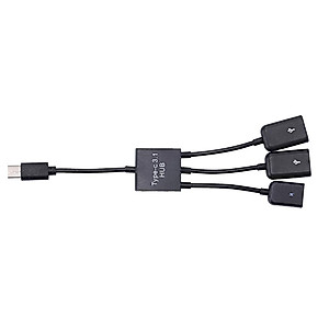 PANUSBGHUB Portable USB-C/Type-C Male to Dual USB Ports Female + Micro USB Female Mini Cable Hub Splitter Adapter