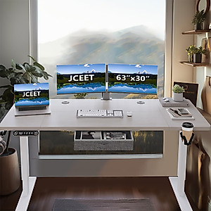Jceet Electric Standing Desk with Drawer, 63x30 Inches, Modern Style, Perfect for Home or Office Use