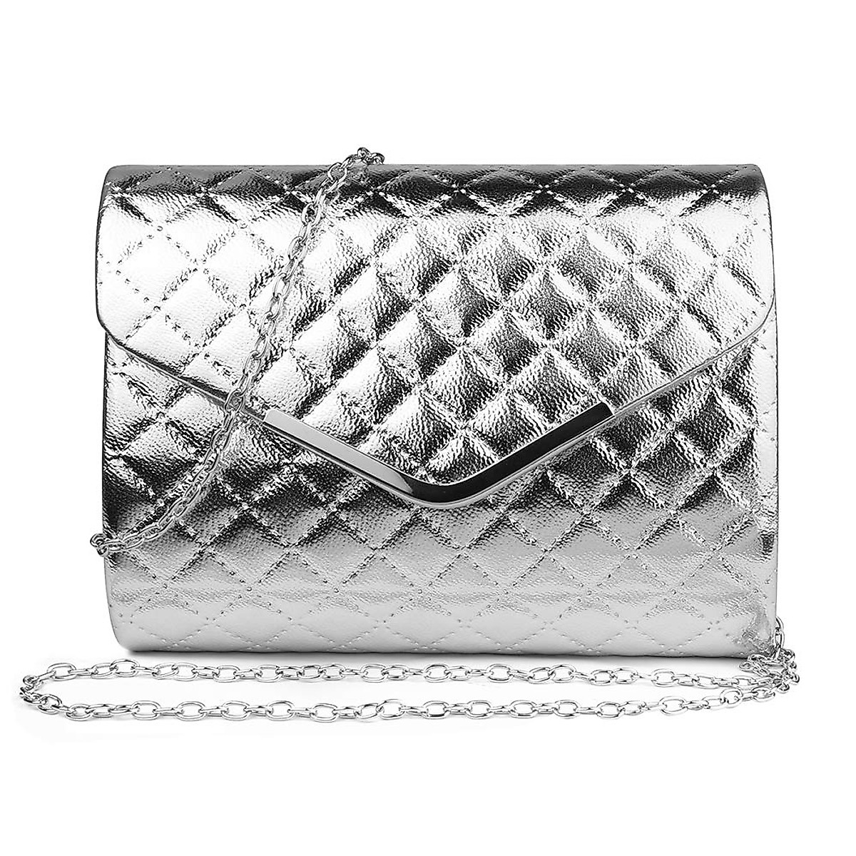 Maggie Women Handbag Elegant Quilted Clutch Crossbody Satchel Metal Chain Ladies Purse