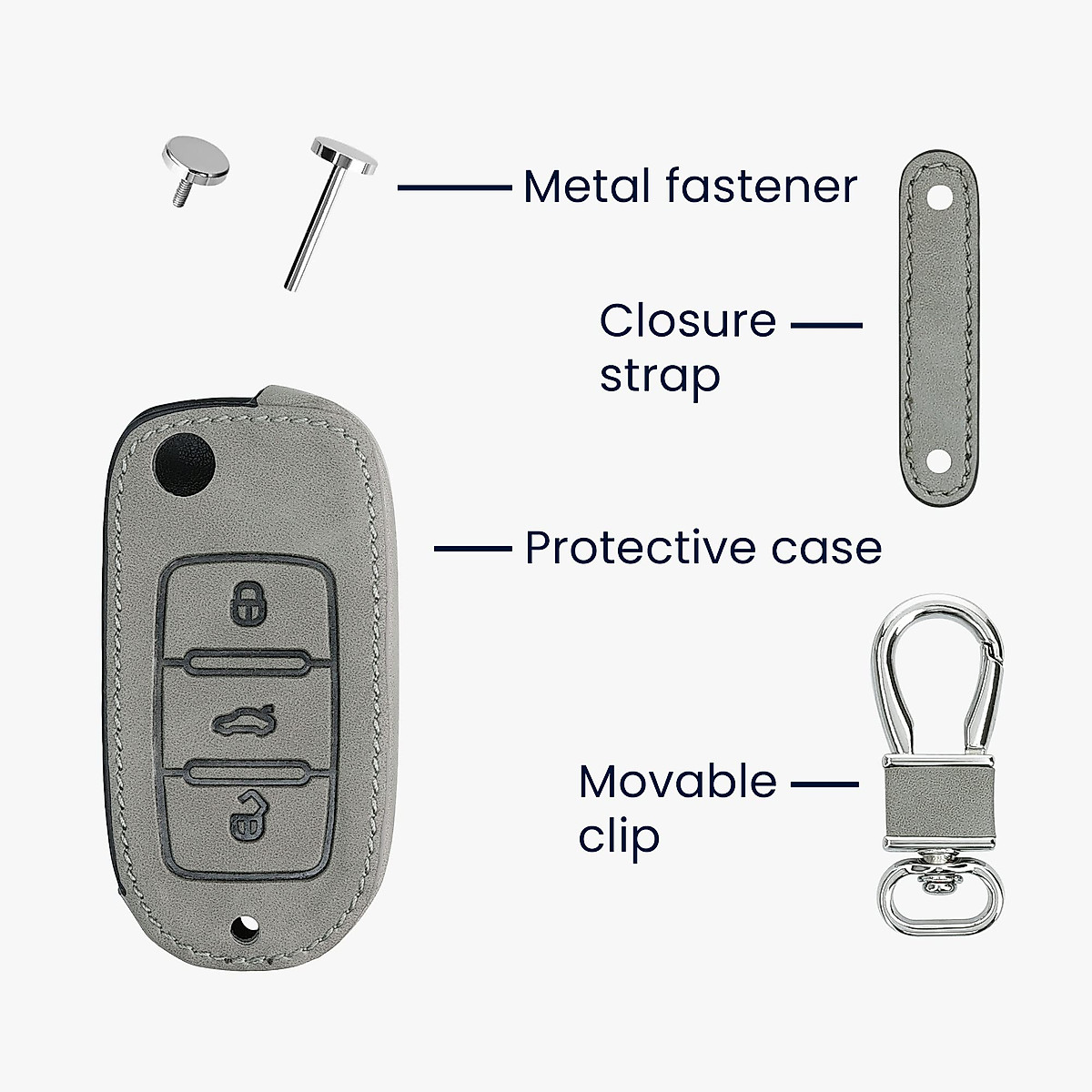 kwmobile Key Cover Compatible with VW Skoda Seat - Navigational Compass