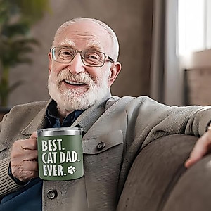 Hyturtle Best Cat Dad Ever Coffee Mug - Forest Green Tumbler 14 Oz - Gifts For Dad from Daughter Son - Birthday Gifts for Men - Fathers Day & Christmas