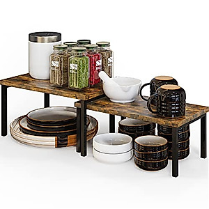 Simple Houseware Expandable Counter Shelf, Rustic Brown