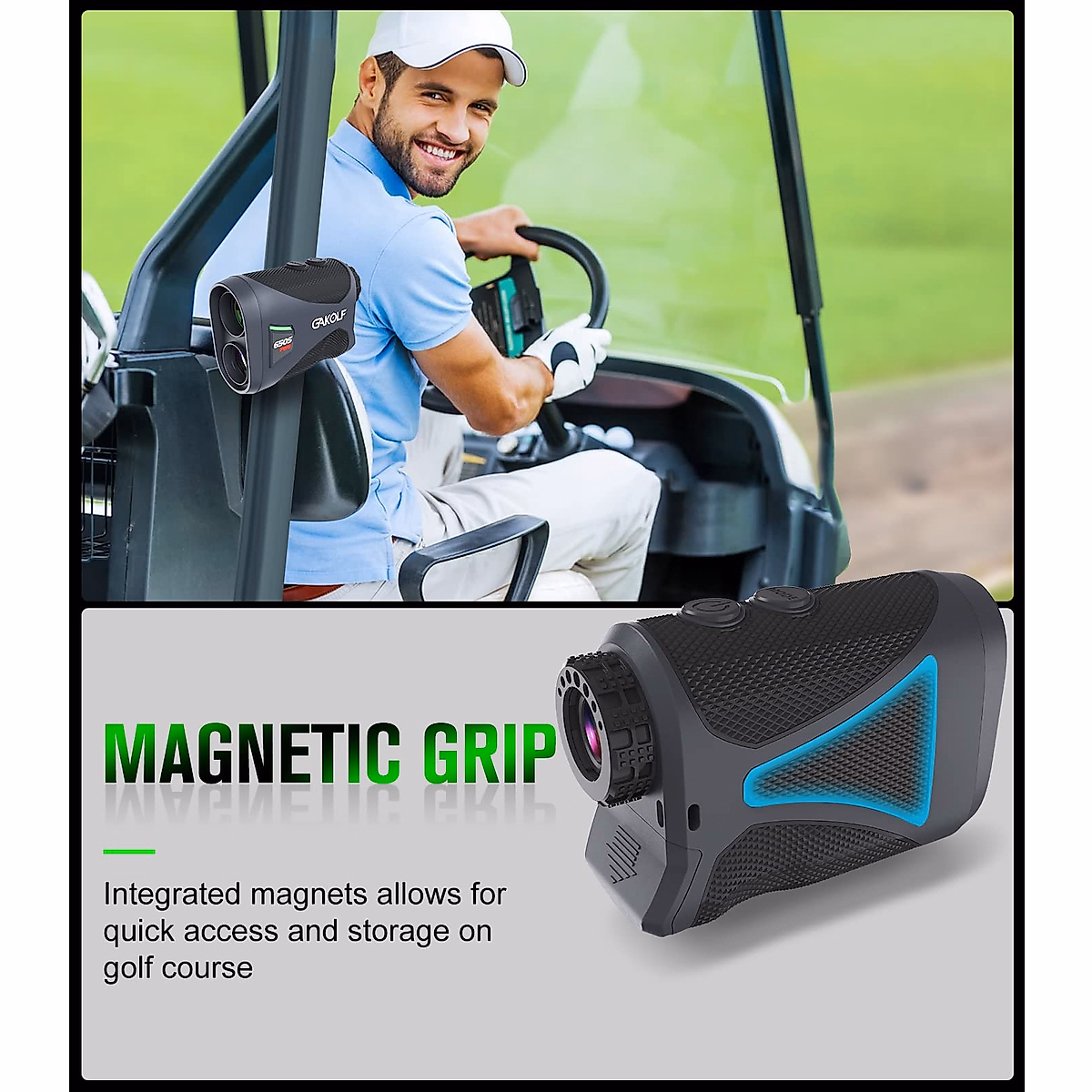 GAKOLF Laser Golf Rangefinder with Slope Switch and Fast Acquisition︱650 Yard Range Finder Golfing with Flag Lock Vibration and Magnetic for Golfers