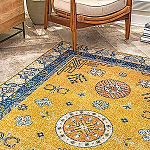 nuLOOM Motif Border Area Rug, 5' x 7' 5", Yellow