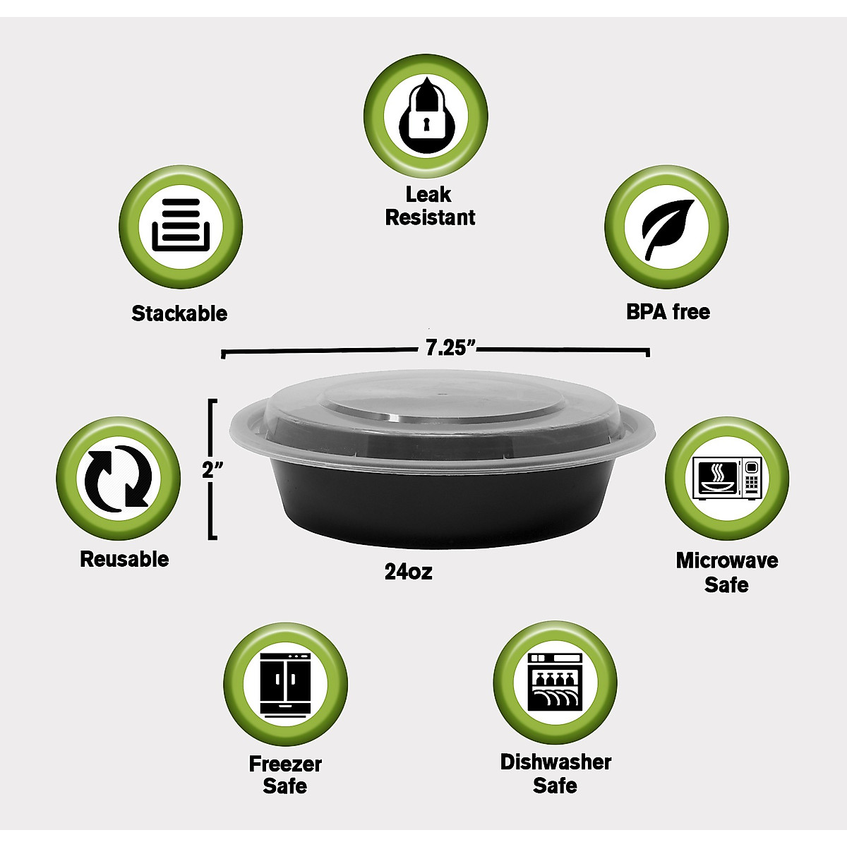 [25 Set] 20oz Meal Prep Containers with Lids - Ideal for Lunch Containers, Food Prep Containers, Food Storage Bento Box,Portion Control | Stackable | Microwave | Dishwasher | Freezer Safe Compartment) 20oz 1 Compartment x25