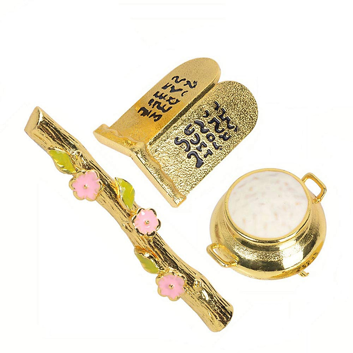 BRTAGG The Ark of The Covenant Replica Gold Plated Statue with Contents, Aaron‘s Rod/Manna/Ten Mandments Stone (Small)