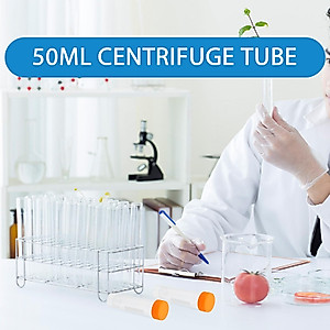 iplusmile Centrifuge Tubes Plastic Vial, 50ml Polypropylene Centrifuge Tube Flat-Bottom Tube Containers with Screw Cap for Laboratory Lab School Educational, 50pcs