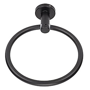 Towel Ring for Bathroom, 6.7in Diameter Towel Holder Ring, Aluminium Round Bath Towel Rings, Space Saving Ring Towel Holder, Multiuse Wall Towel Ring Holder for Bathroom Hotel(Black)