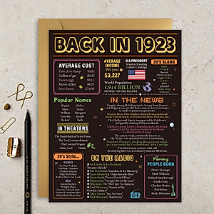 Ulbeelol Back in 1923 Card, Big 100th Birthday Card, Extra Large 100th Bday Card, Vintage 100th B-day Card for Grandma Grandpa Mom Dad...