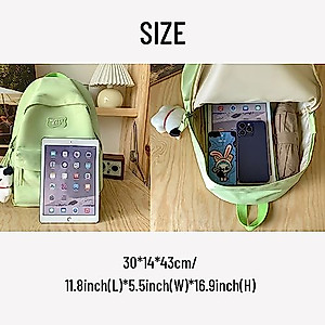 srdmuph Kawaii Backpack with Cute Accessories Pendant Travel Casual Daypack Women Laptop Bags Outdoor Lightweight (Black)