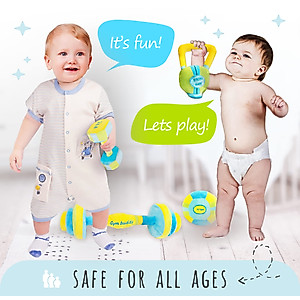 Skywin Baby Workout Toys Fit Training - Baby Shower Set of 4 Soft, Durable and Safe Plush Baby Rattle Toys for Ages 0+