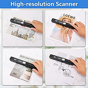 Portable Scanner Handheld Scanner for A4 Documents, Photo,Pictures,Receipt. Scanner Wand for Flat Scanning, UP to 900 DPI ，Include 16G SD Card，a Pair of AA Batteries
