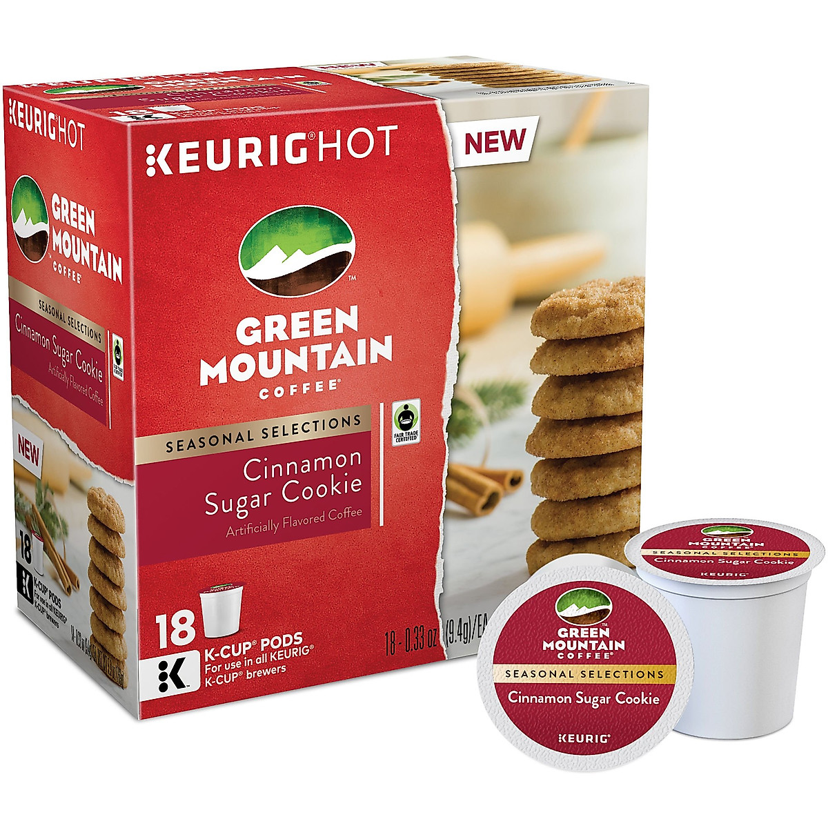 Green Mountain Coffee, Cinnamon Sugar Cookie, K-Cups for Keurig Brewers, 18 Count