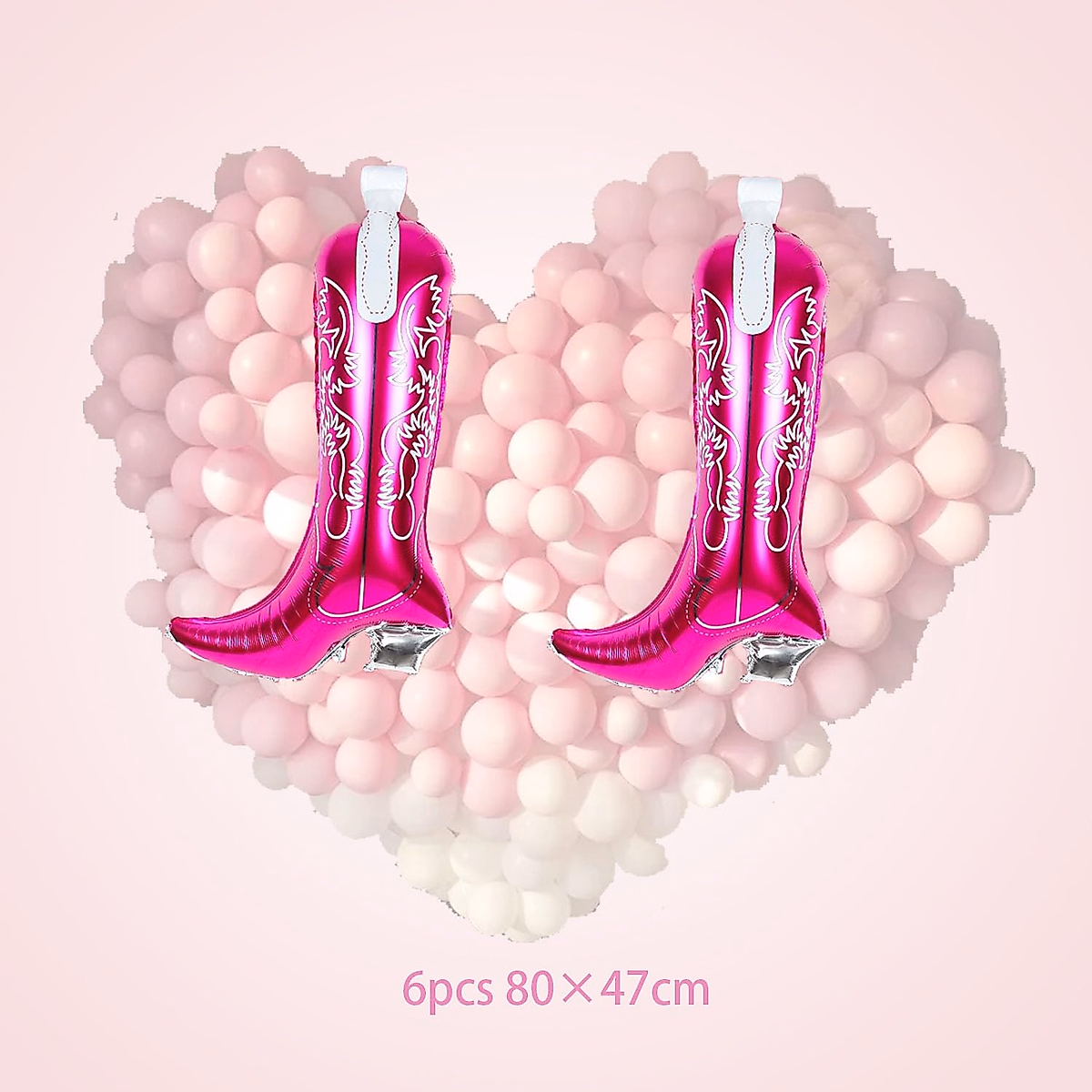6 pcs pink cowgirl boots Balloons,for Last Rodeo Bachelorette Party Decorations,Cowgirl Balloons for Western Themed Birthday Party Decorations Supplies.